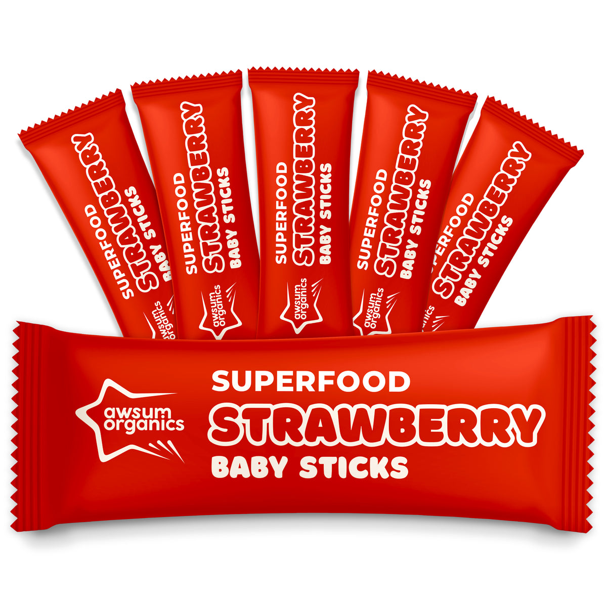 Awsum Organics Superfood Baby Sticks – Strawberry 6-Pack– awsumsnacks