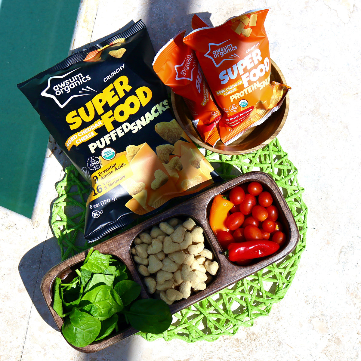 Awsum Organics Aged Cheddar Cheese Superfood Puffed Snacks – 6oz ...
