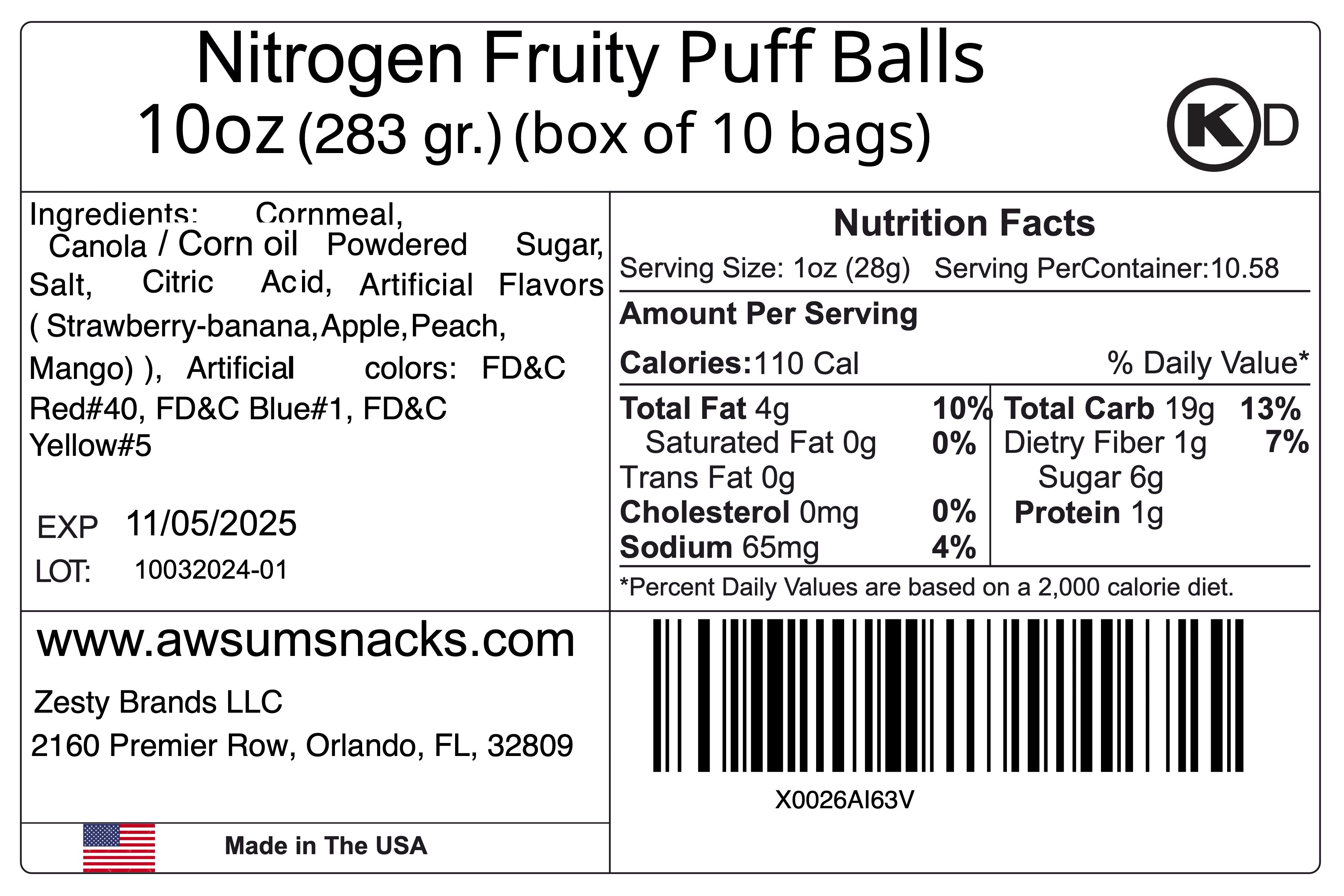 Awsum Snacks Puffed Dragon's Breath Rainbow Cereal Balls - 10 oz Bag ...